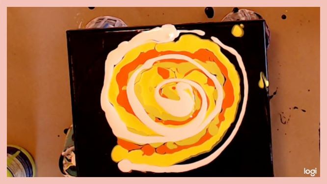 Acrylic Pouring Reverse Spiral Dip Technique - Homebody Hall