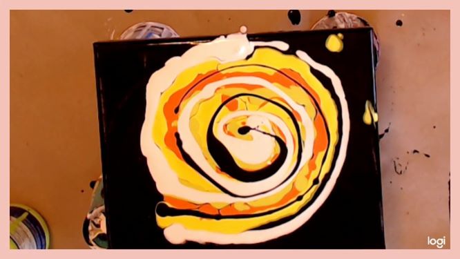 Acrylic Pouring Reverse Spiral Dip Technique - Homebody Hall