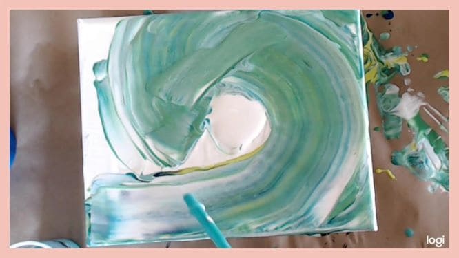 Abstract Wave Acrylic Pour Painting Lesson - Homebody Hall