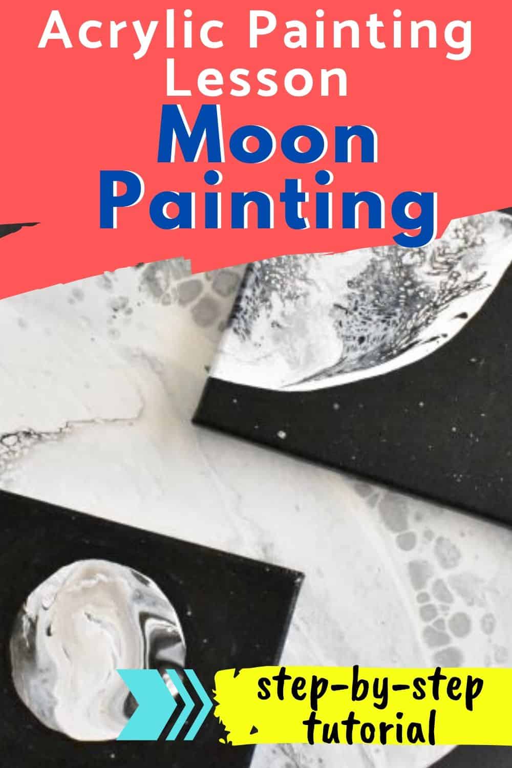 Easy Acrylic Moon Painting with Acrylic Pouring - Homebody Hall