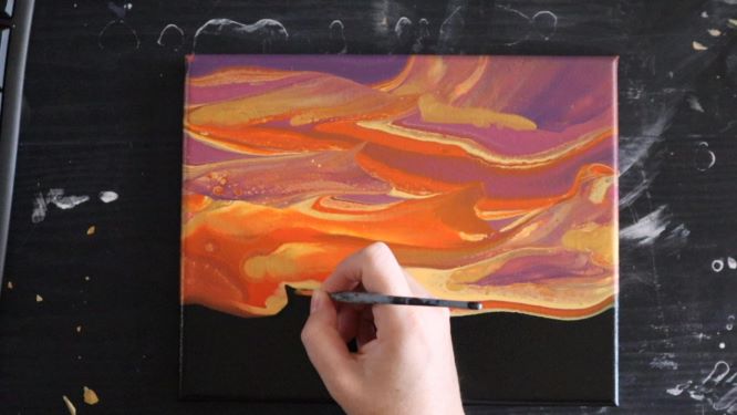 How to Paint a Sunset Painting with Acrylic Pouring - Homebody Hall